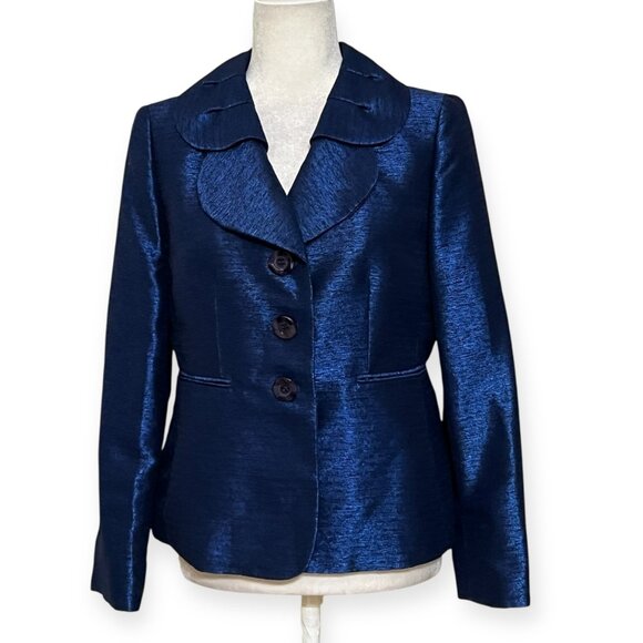 Kasper | Jackets & Coats | Kasper 8p Petite Navy Blue Shiny Button ...